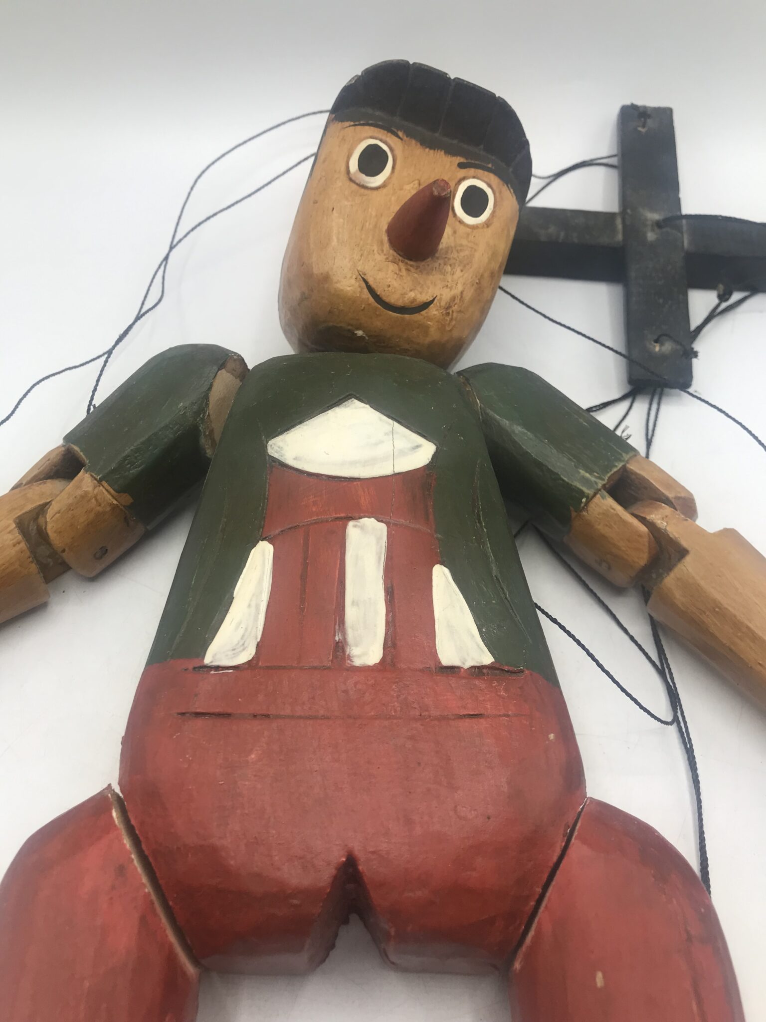 Marionnette ancienne à fil Pinocchio en bois fait main - Ressourcerie ...