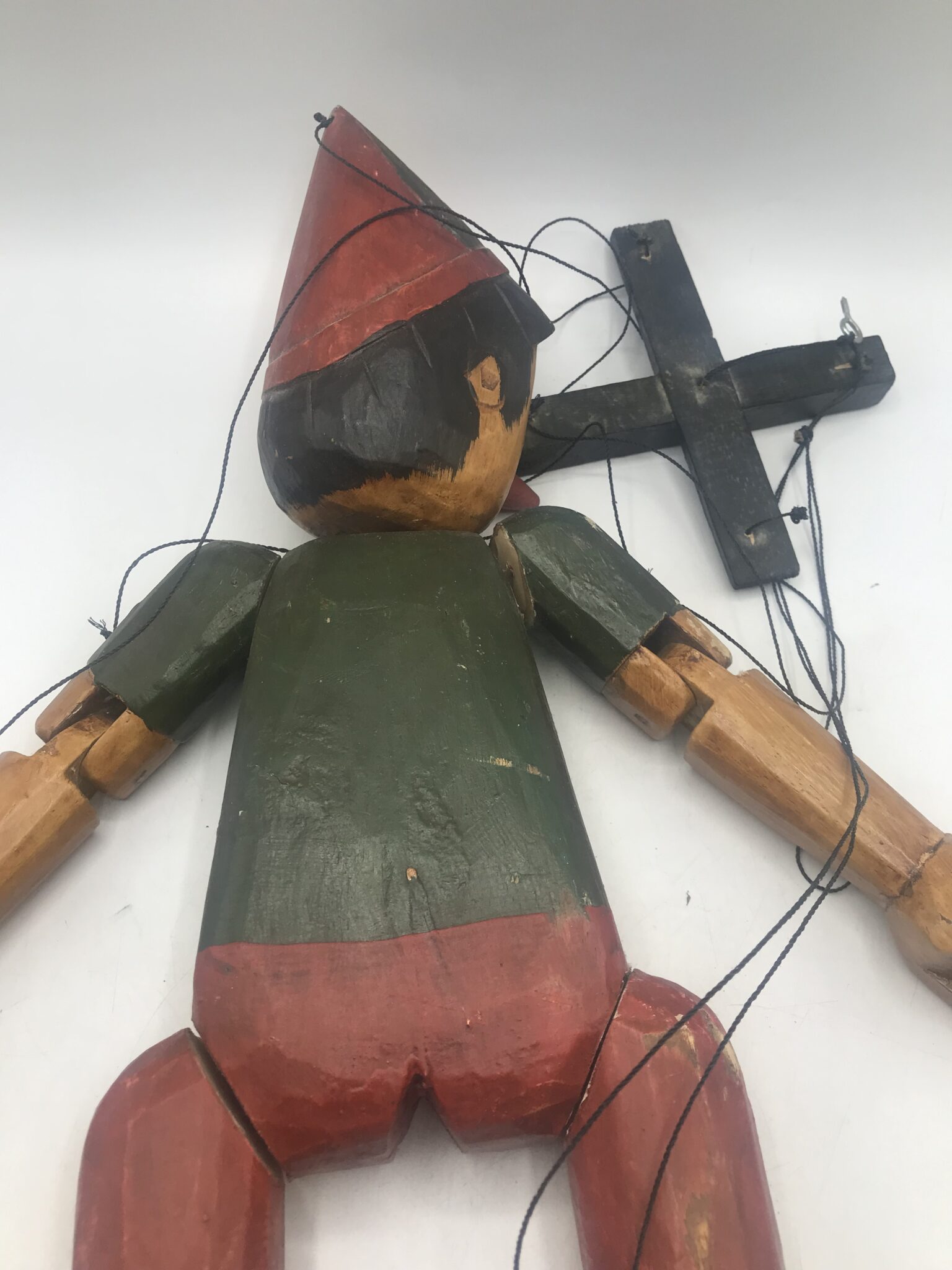 Marionnette ancienne à fil Pinocchio en bois fait main - Ressourcerie ...