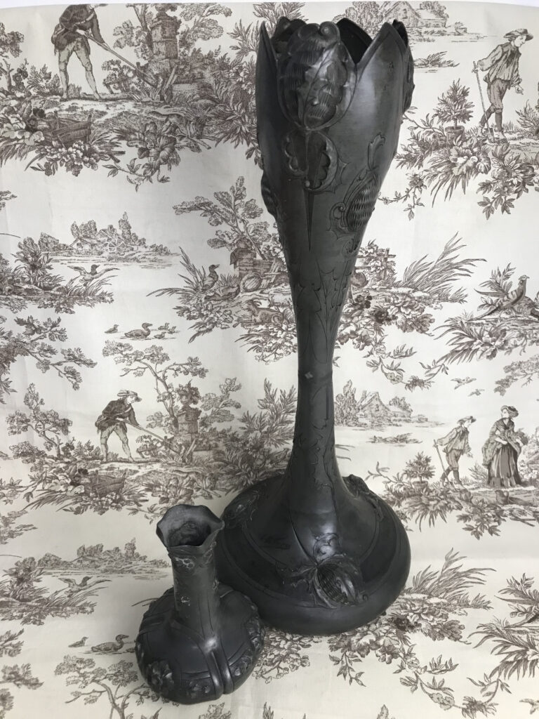 Duo de vase étain Art nouveau - Ressourcerie Histoires Sans Fin