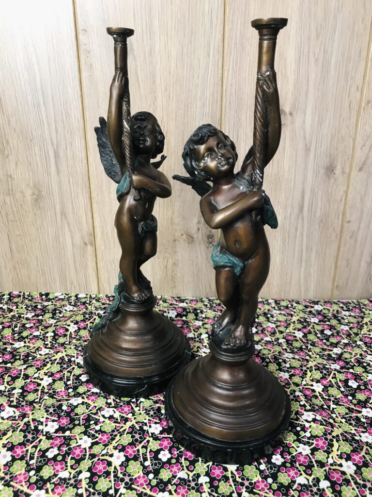 Duo de statue angelot bronze - Ressourcerie Histoires Sans Fin